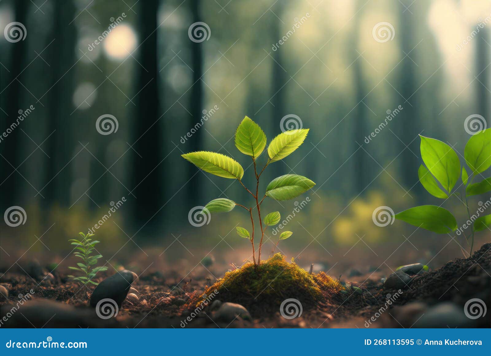 A Young Tree Growing in a Forest, with Other Trees Visible in Out of ...