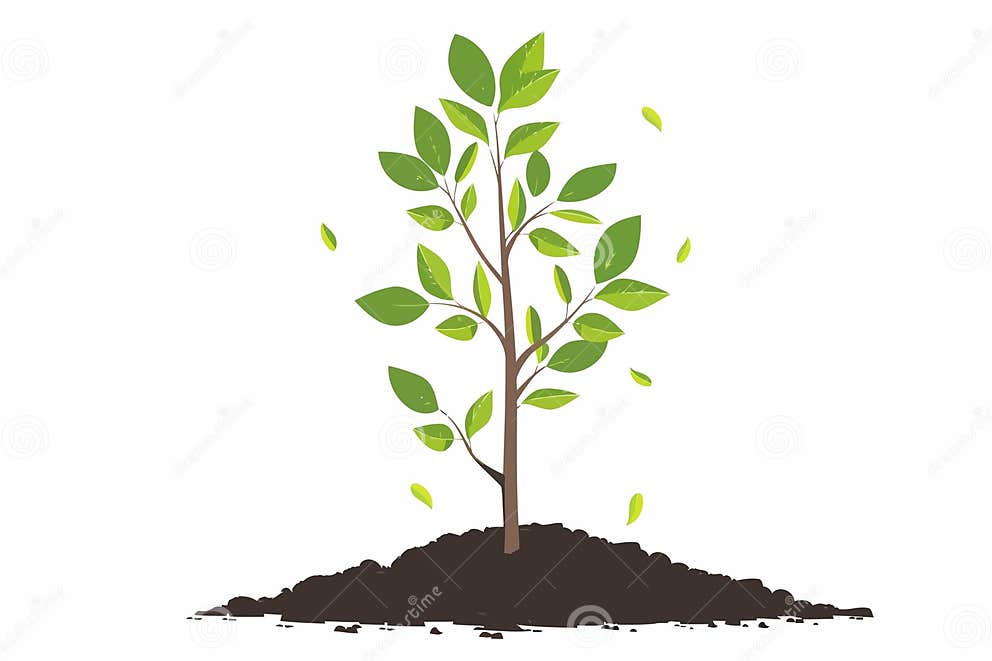 Young Tree Sapling in Earth Isolated Vector Style Stock Vector ...