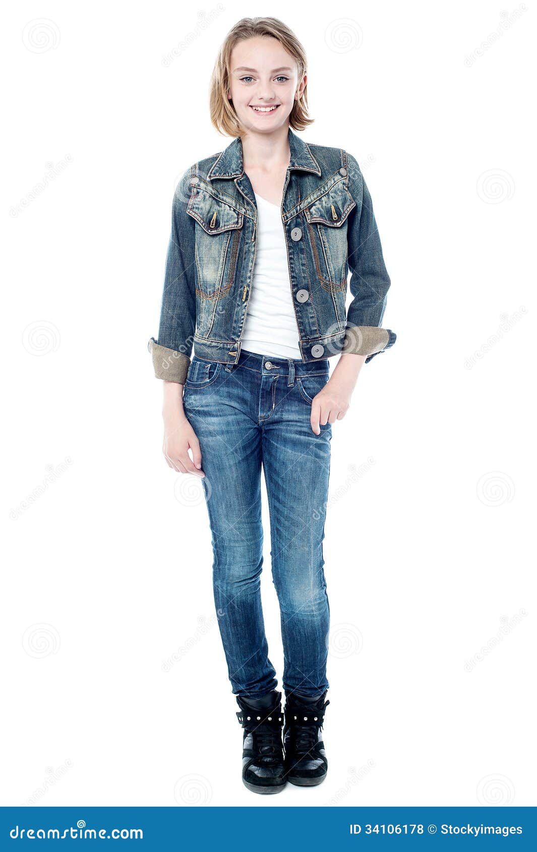 Young Trendy Girl Posing in Style Stock Photo - Image of background ...