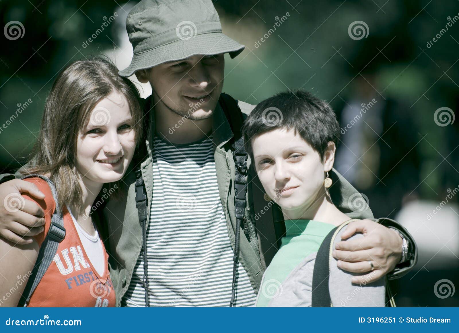 Young trio on camping trip stock image. Image of male - 3196251