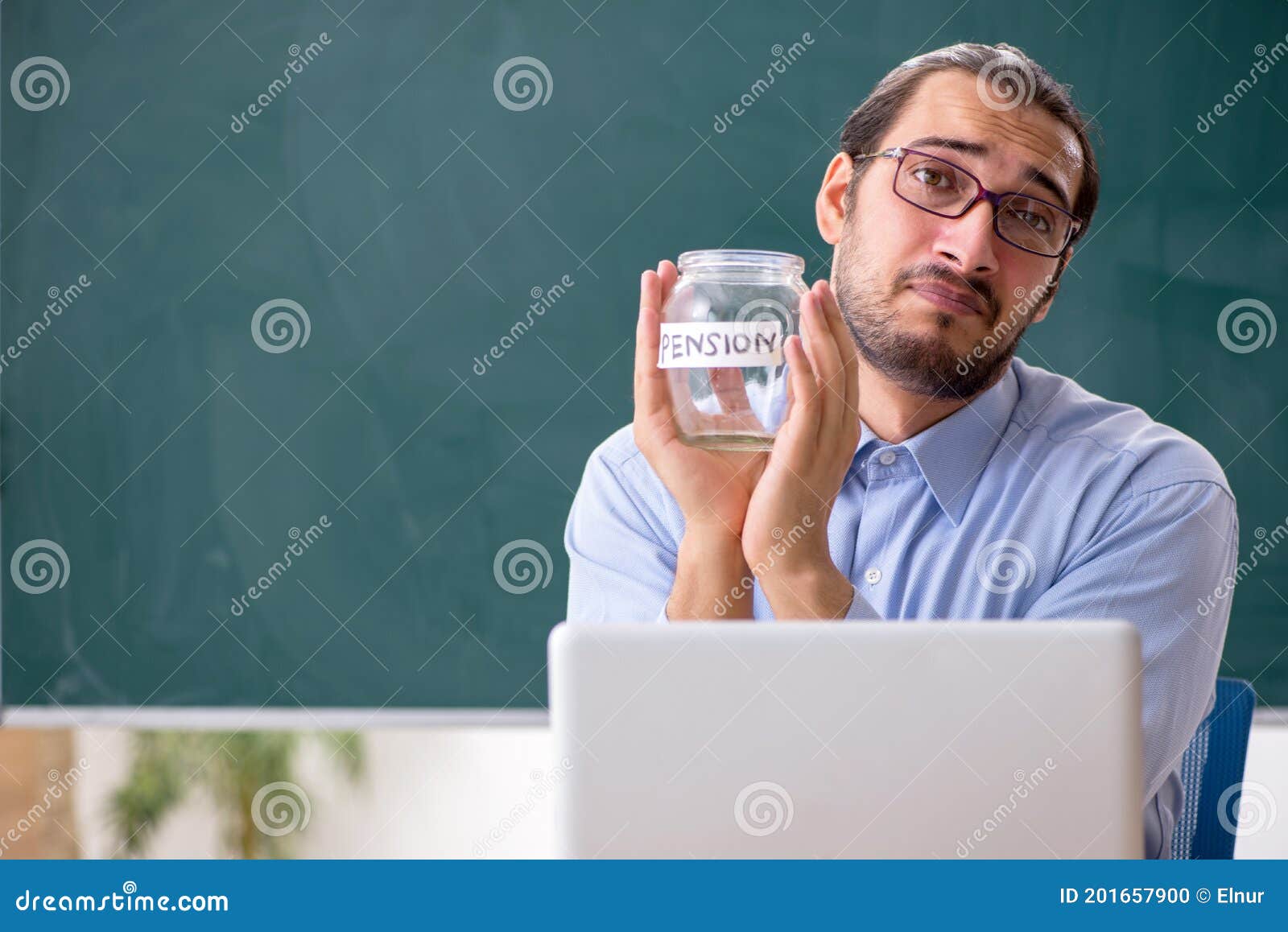 Young Underpaid Male Teacher in the Classroom Stock Photo - Image of ...