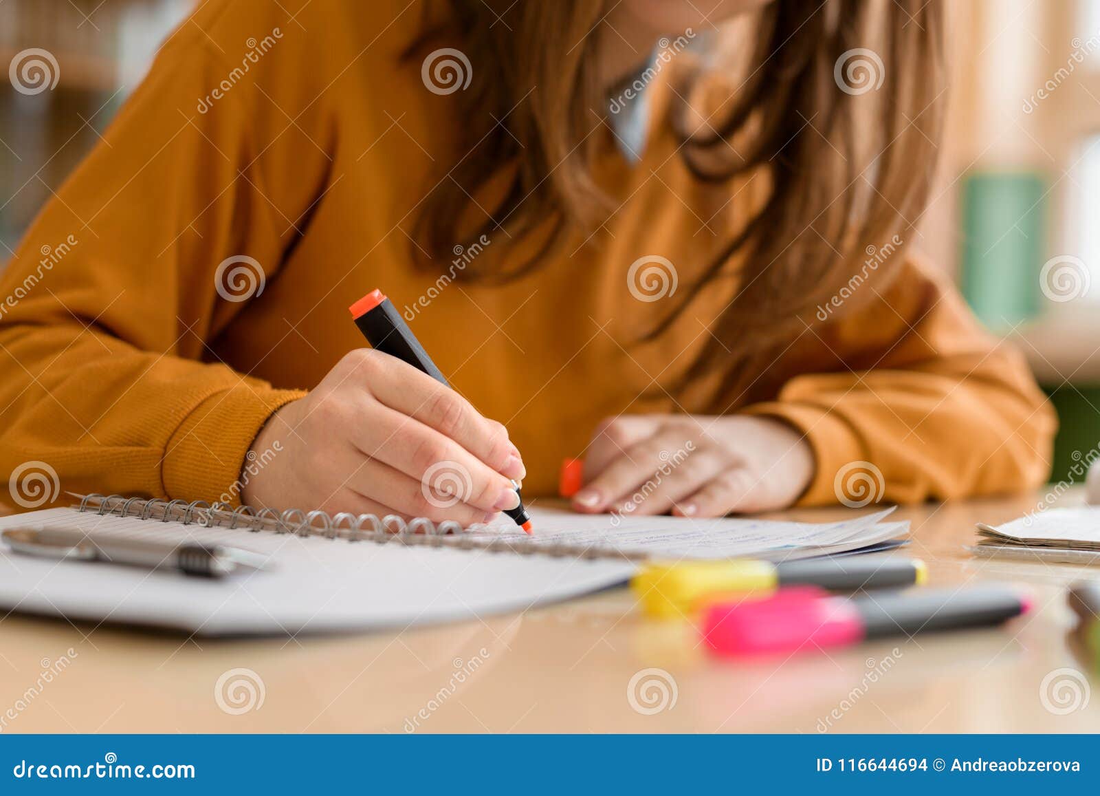 Young Unrecognisable Female College Student In Class, Taking Notes And ...