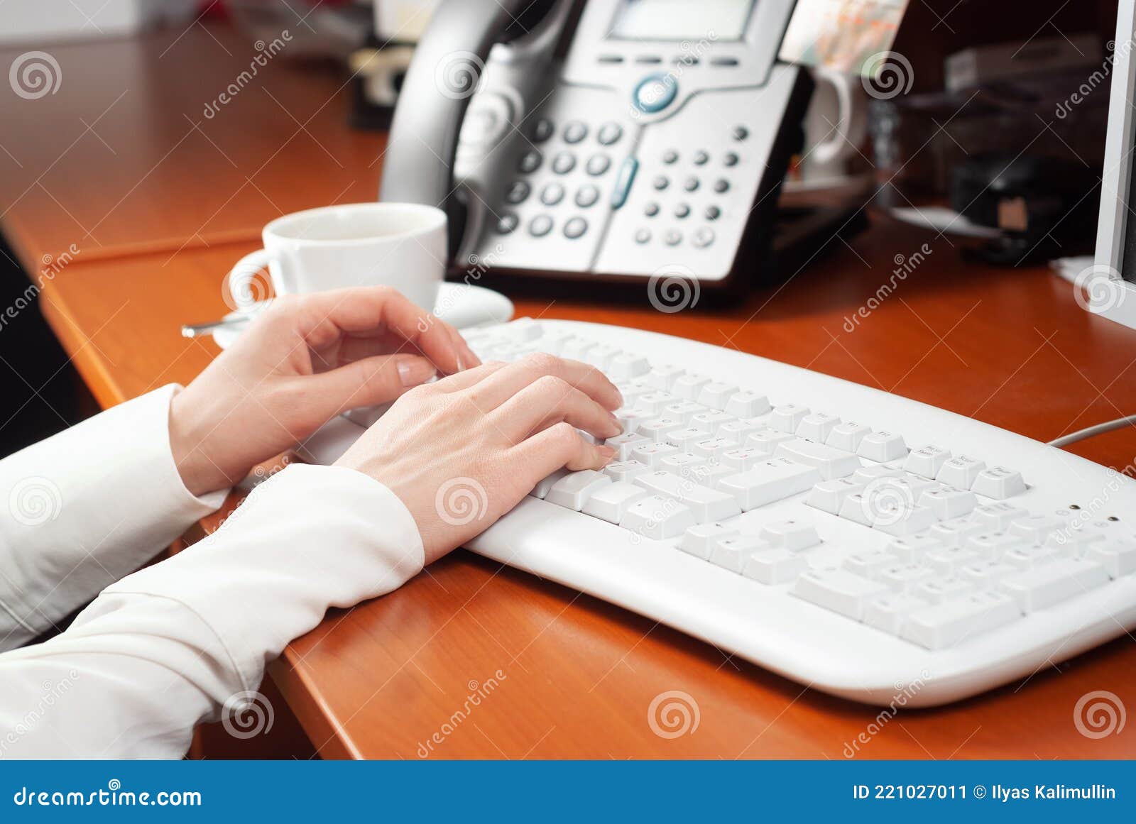 Office Secretary Typing Message on Computer Keyboard Stock Image ...