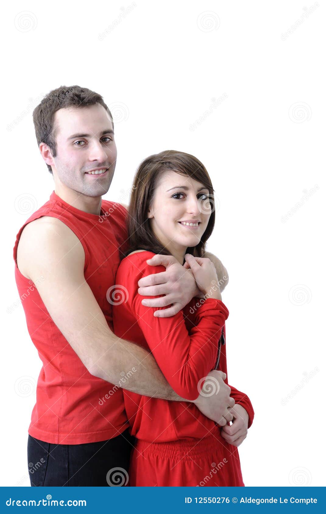 Young Valentine Couple in Red Stock Photo - Image of white, cute: 12550276