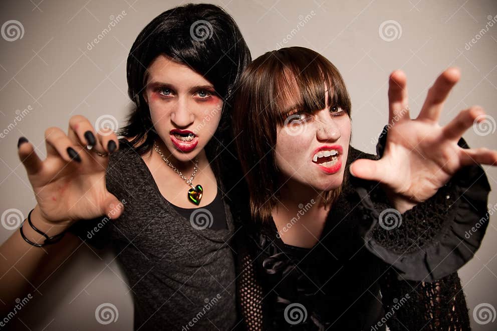 Young Vampire Girls stock photo. Image of mouth, teenager - 14593776