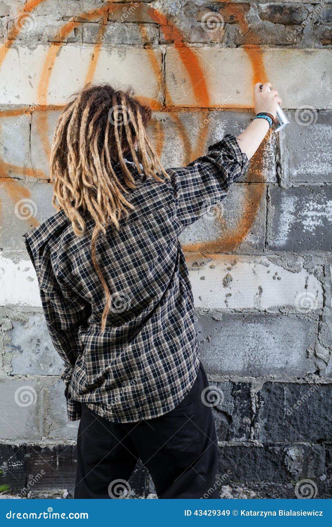 Young Vandal Drawing Graffiti Stock Image - Image of abandoned ...