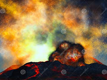 Young volcano being born stock illustration. Illustration of force ...