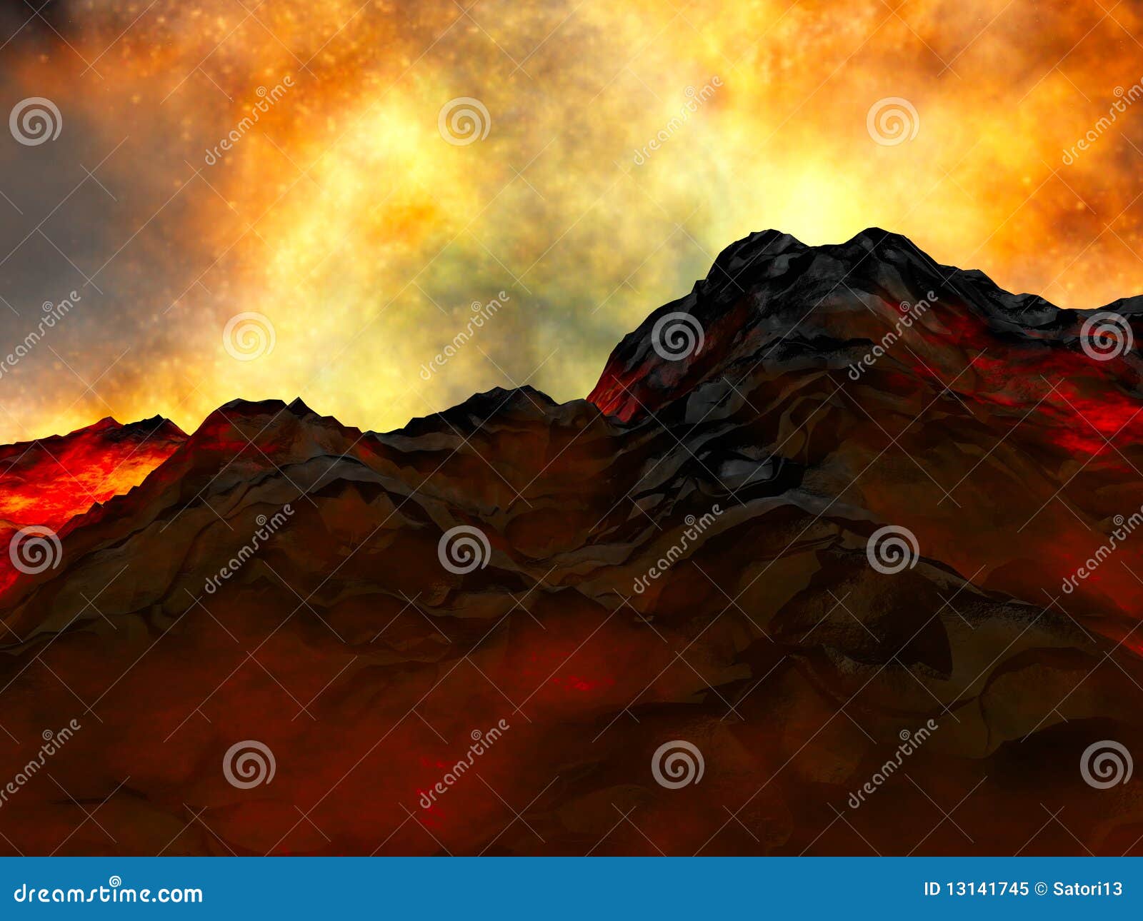 Young volcano being born stock illustration. Illustration of heat ...