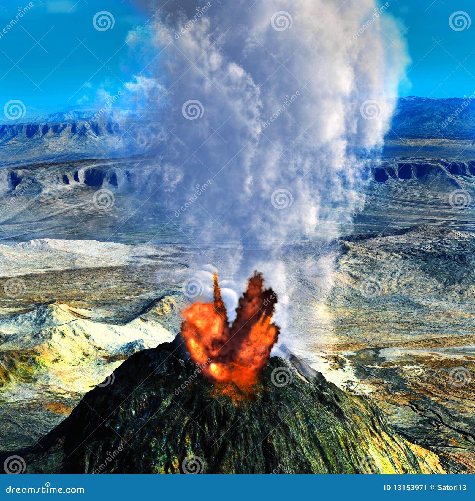 Young volcano being born stock illustration. Illustration of gulf ...