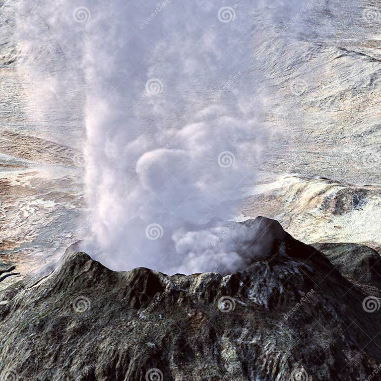 Young volcano being born stock illustration. Illustration of aegean ...