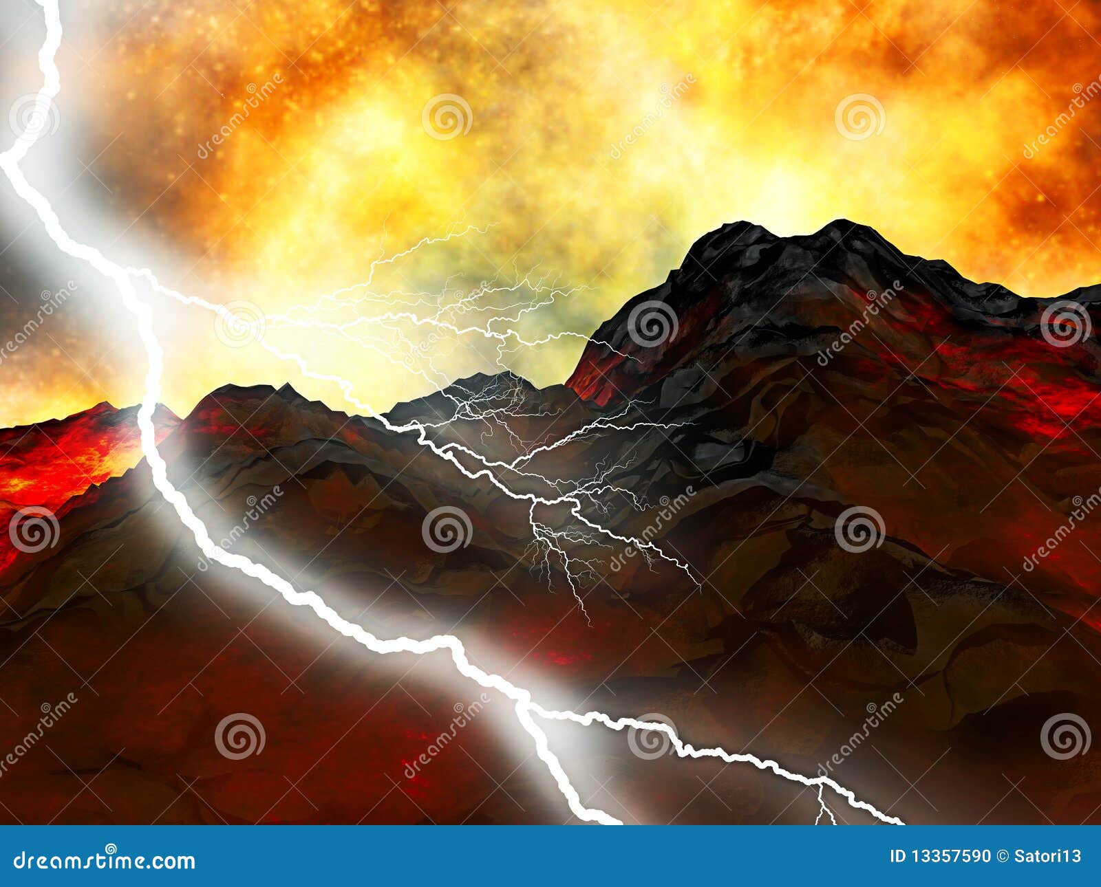 Young volcano being born stock illustration. Illustration of gulf ...