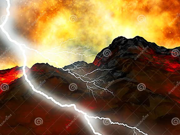 Young volcano being born stock illustration. Illustration of gulf ...