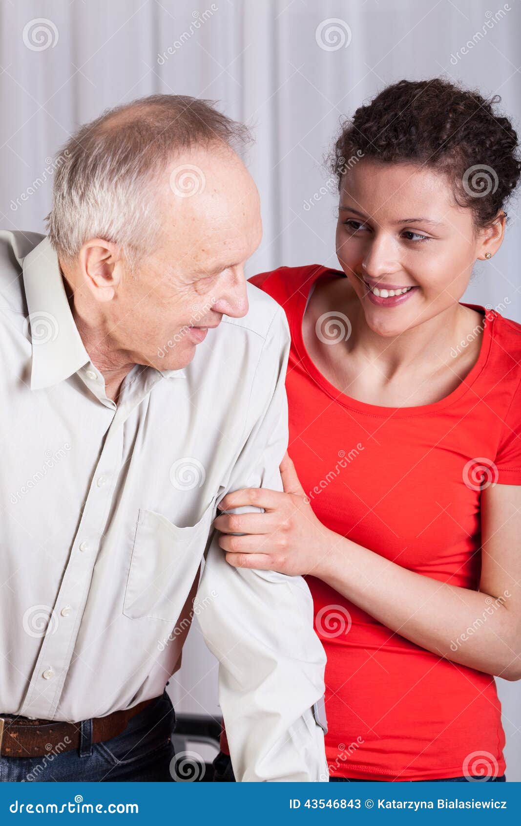 Young Volunteer Insuring Invalid Man Stock Image - Image of mobility ...