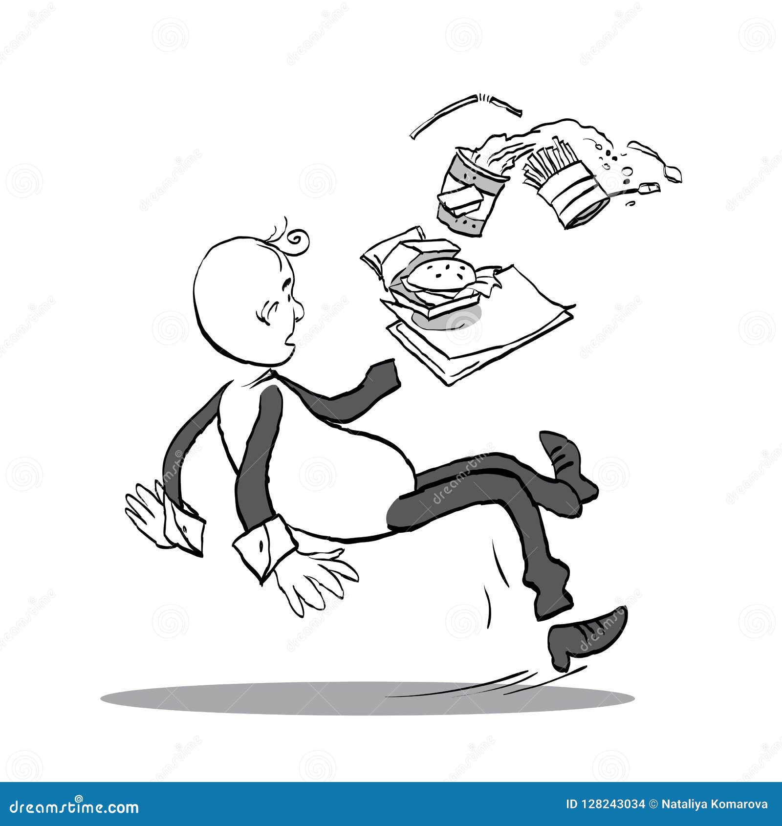 Young Waiter Dropping Trays. Waiter Falling Down Stock Vector ...