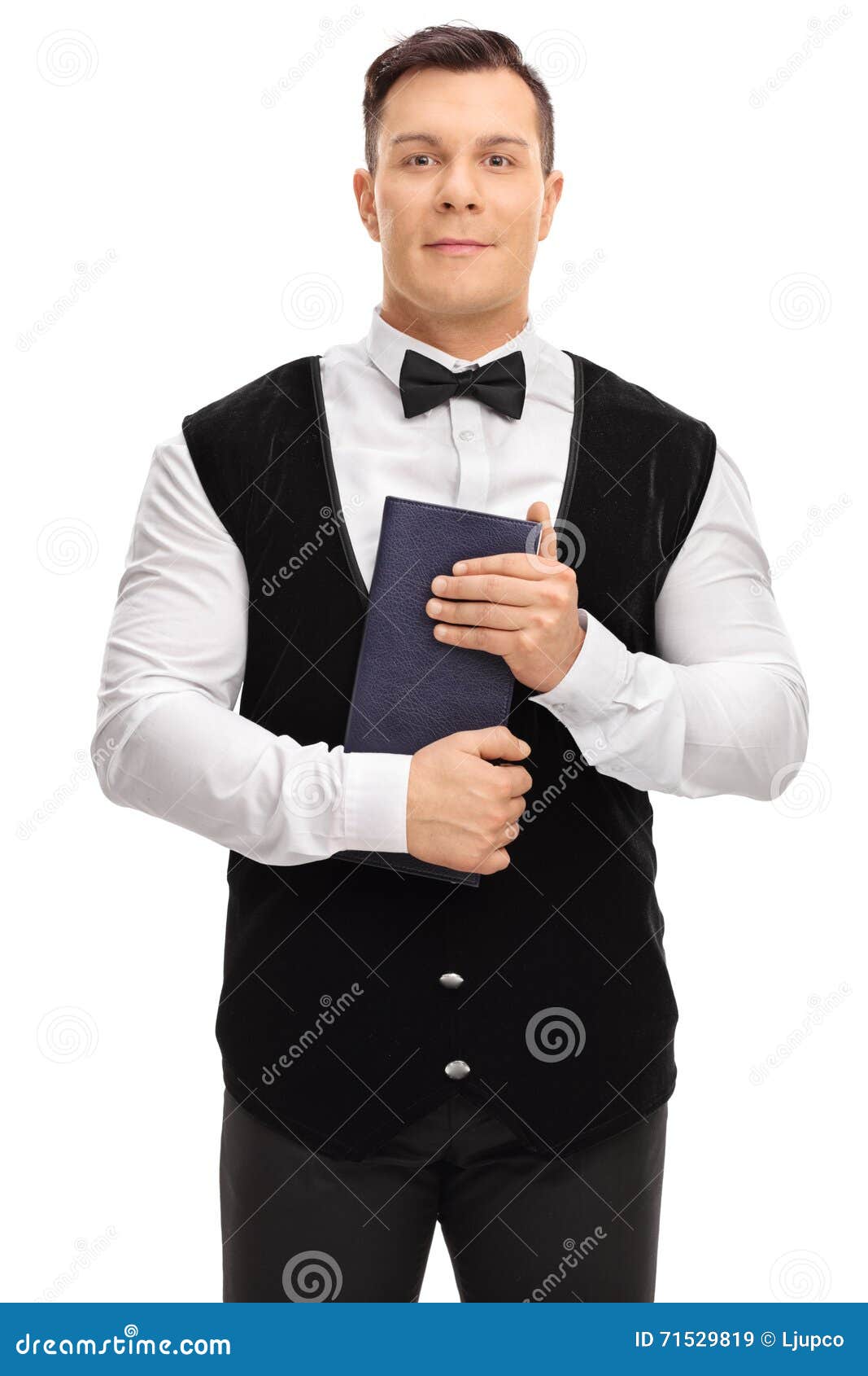 Young Waiter Holding a Menu Stock Image - Image of professional ...