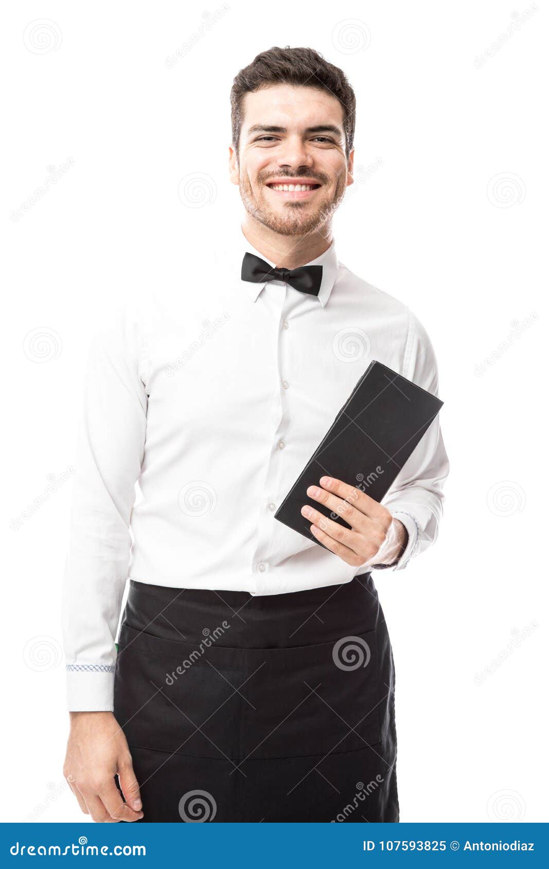 Young waiter with a menu stock image. Image of people - 107593825