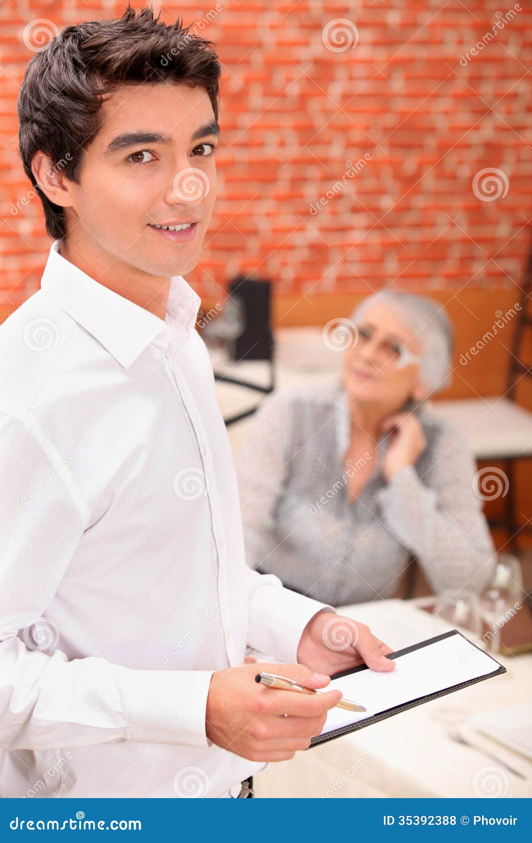 Young Waiter Taking an Order Stock Photo - Image of 2024, restaurant ...