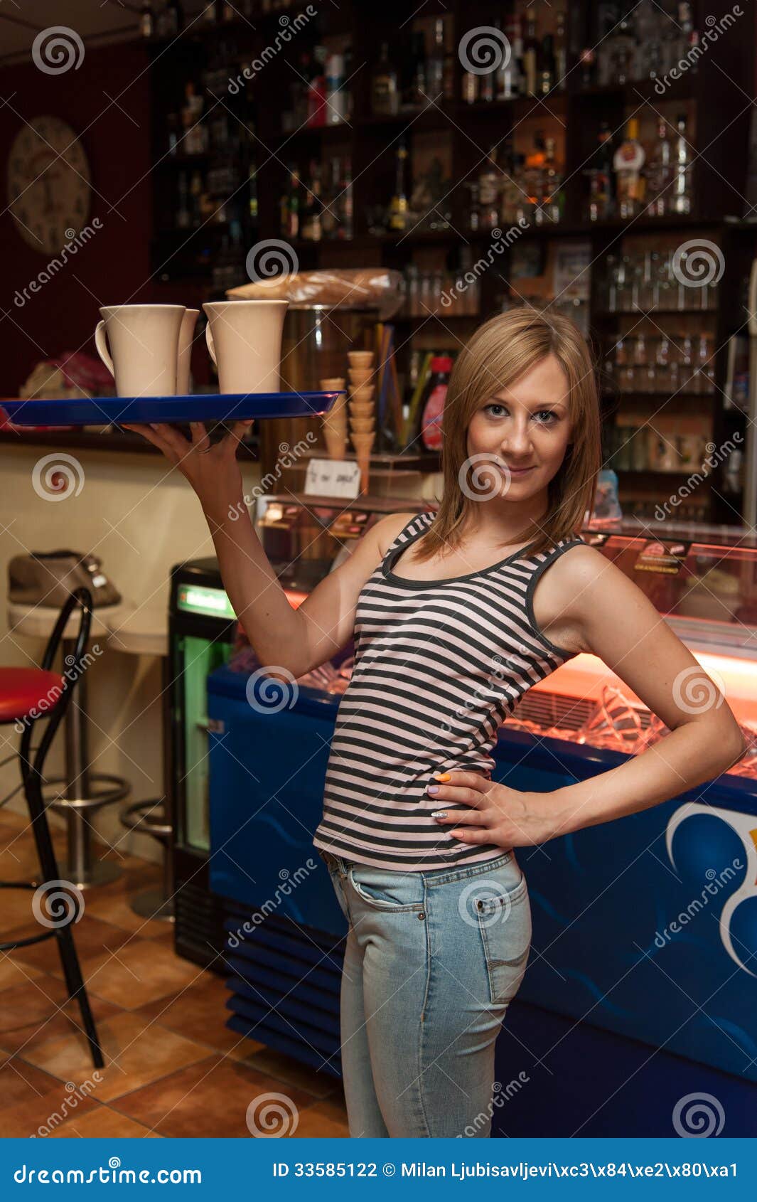 Young Waitress stock photo. Image of girl, indoor, woman - 33585122