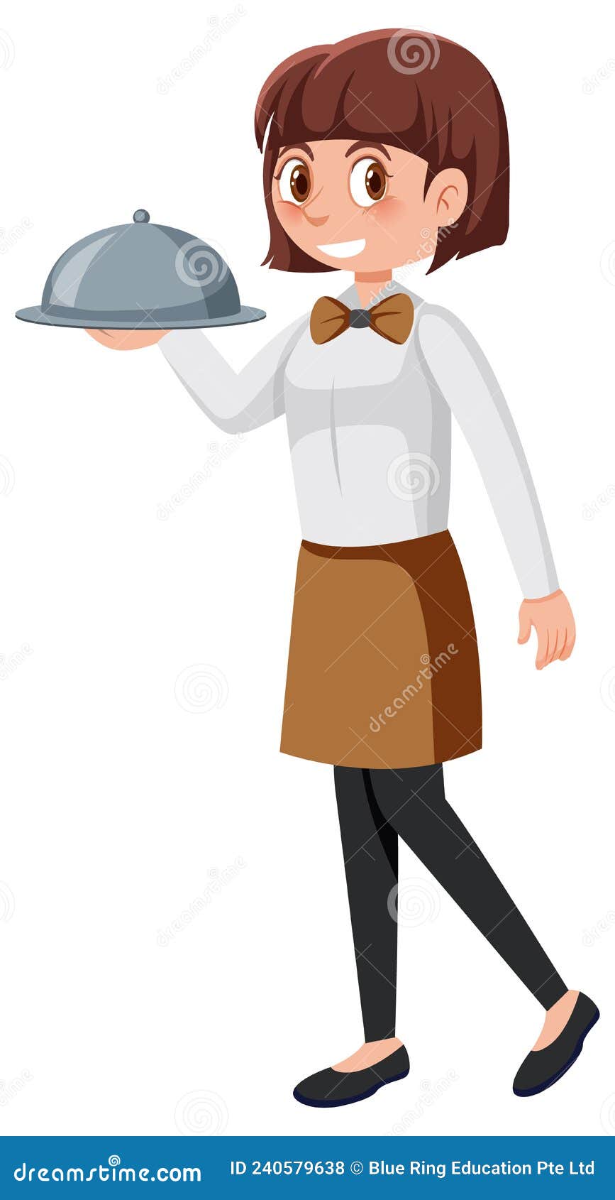 A Young Waitress Serving Food White Background Stock Vector ...