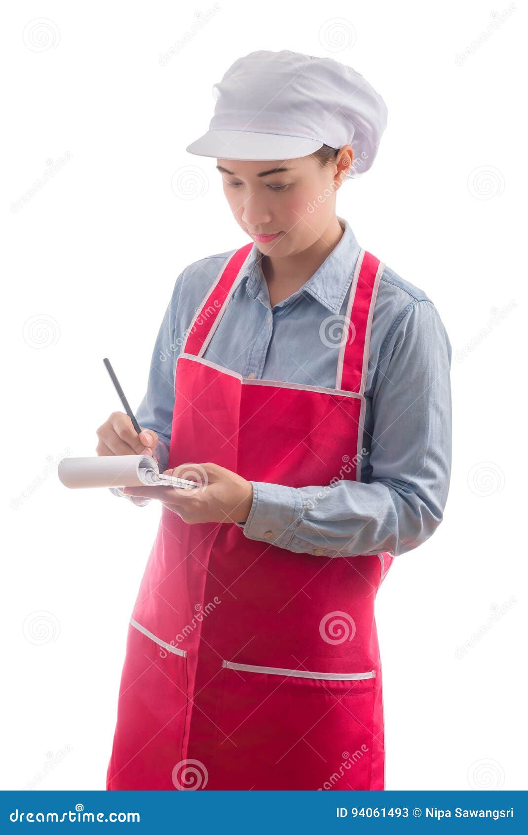 Young Waitress Taking Order, Isolated on White Background Stock Image ...