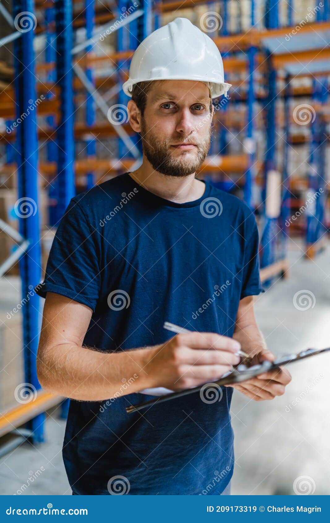 Man Working in a Logistic Warehouse Stock Image - Image of checking ...