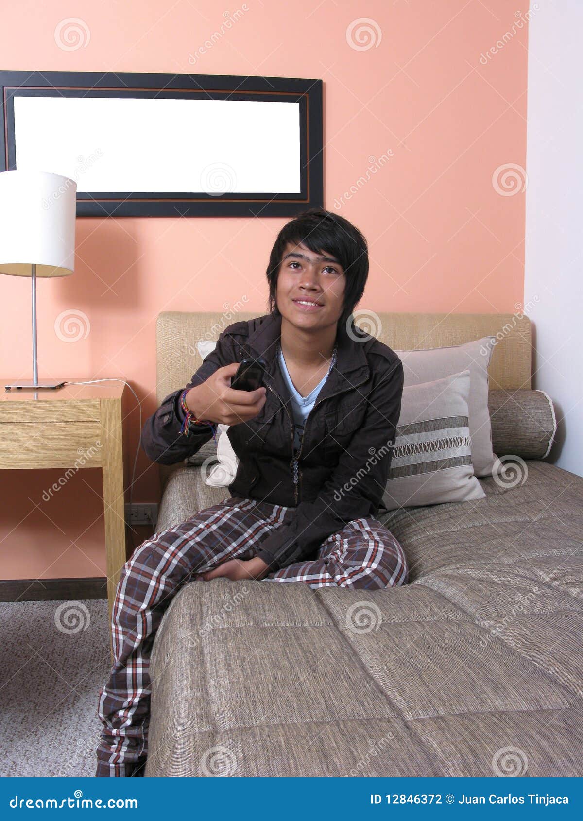 Young watching TV al home stock photo. Image of gadgets - 12846372