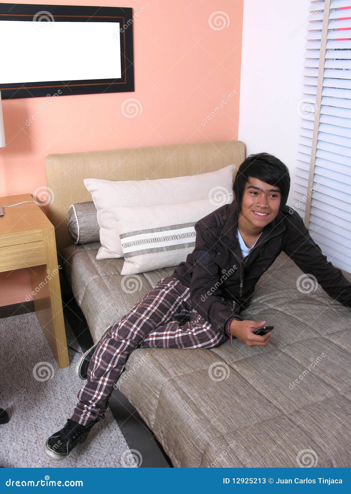 Young watching TV al home stock image. Image of hispanic - 12925213