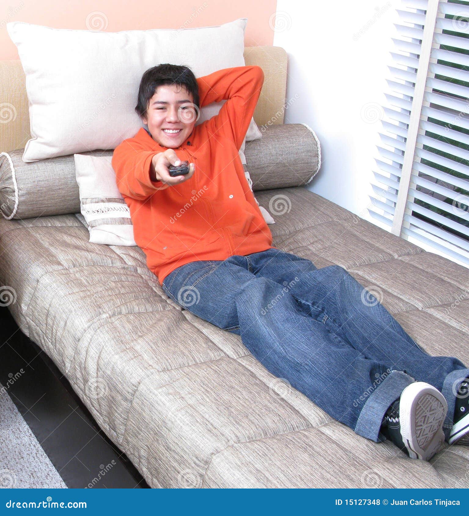 Young watching TV al home stock photo. Image of expression - 15127348