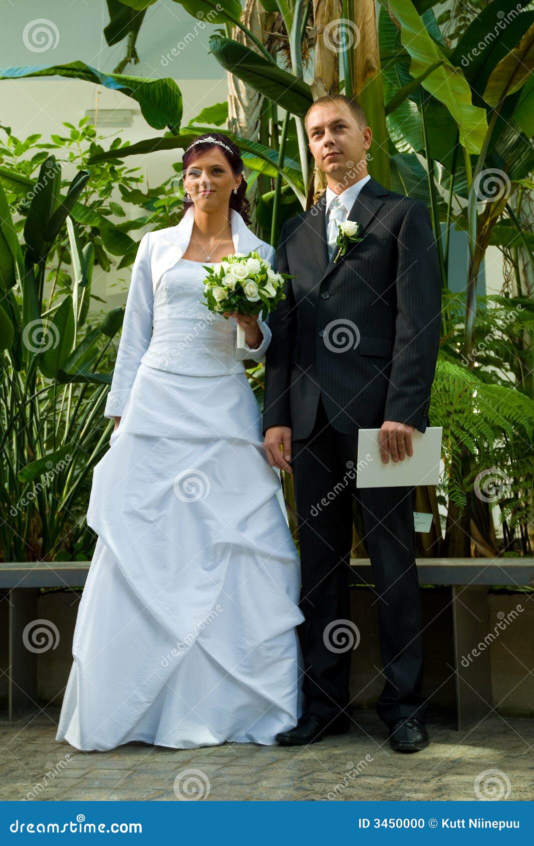 Young Wedded Couple in Garden Stock Photo - Image of bridal, bliss: 3450000