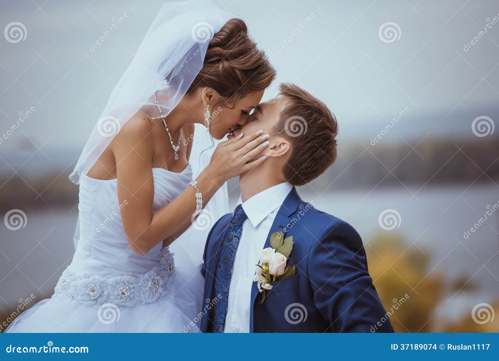 Young Wedding Couple Kissing Stock Photo - Image of human, bright: 37189074