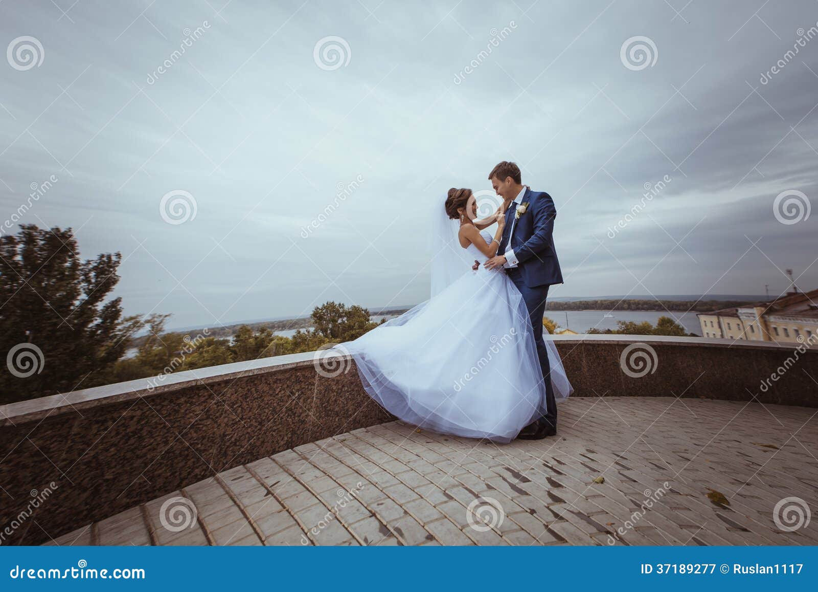 Young Wedding Couple Kissing Stock Image - Image of elegant, human ...