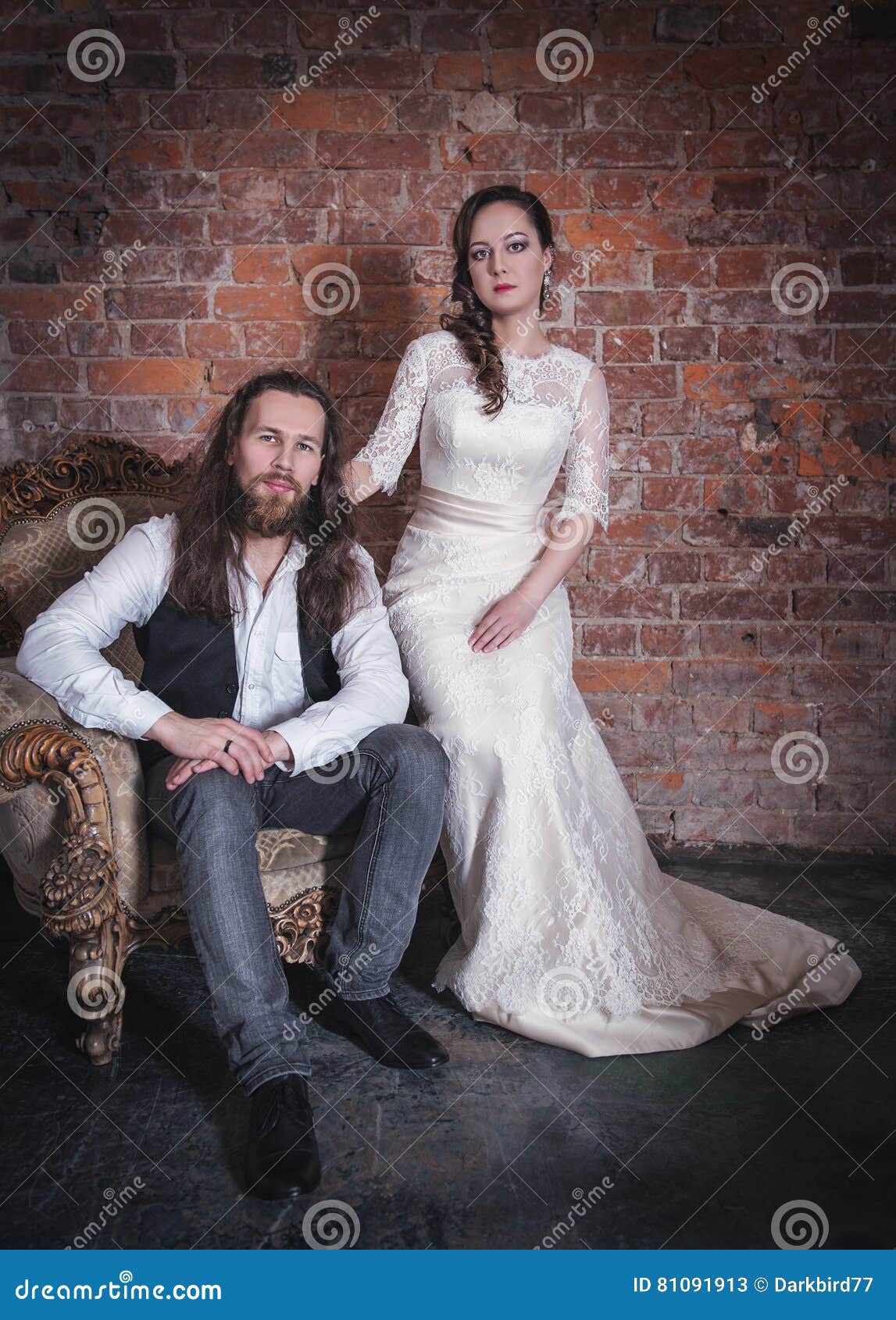 Young Wedding Couple in Retro Style Stock Image - Image of retro, male ...