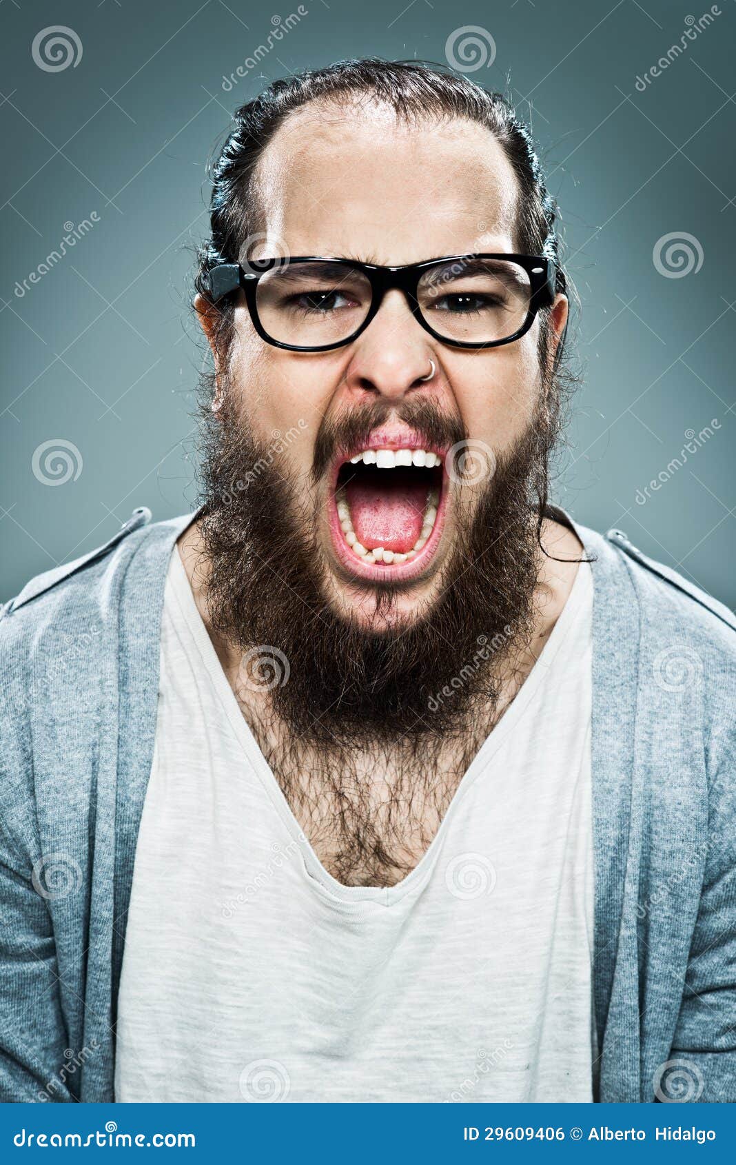 Young Weird And Crazy Mobile Phone Addict Man Using Cell Compulsively ...