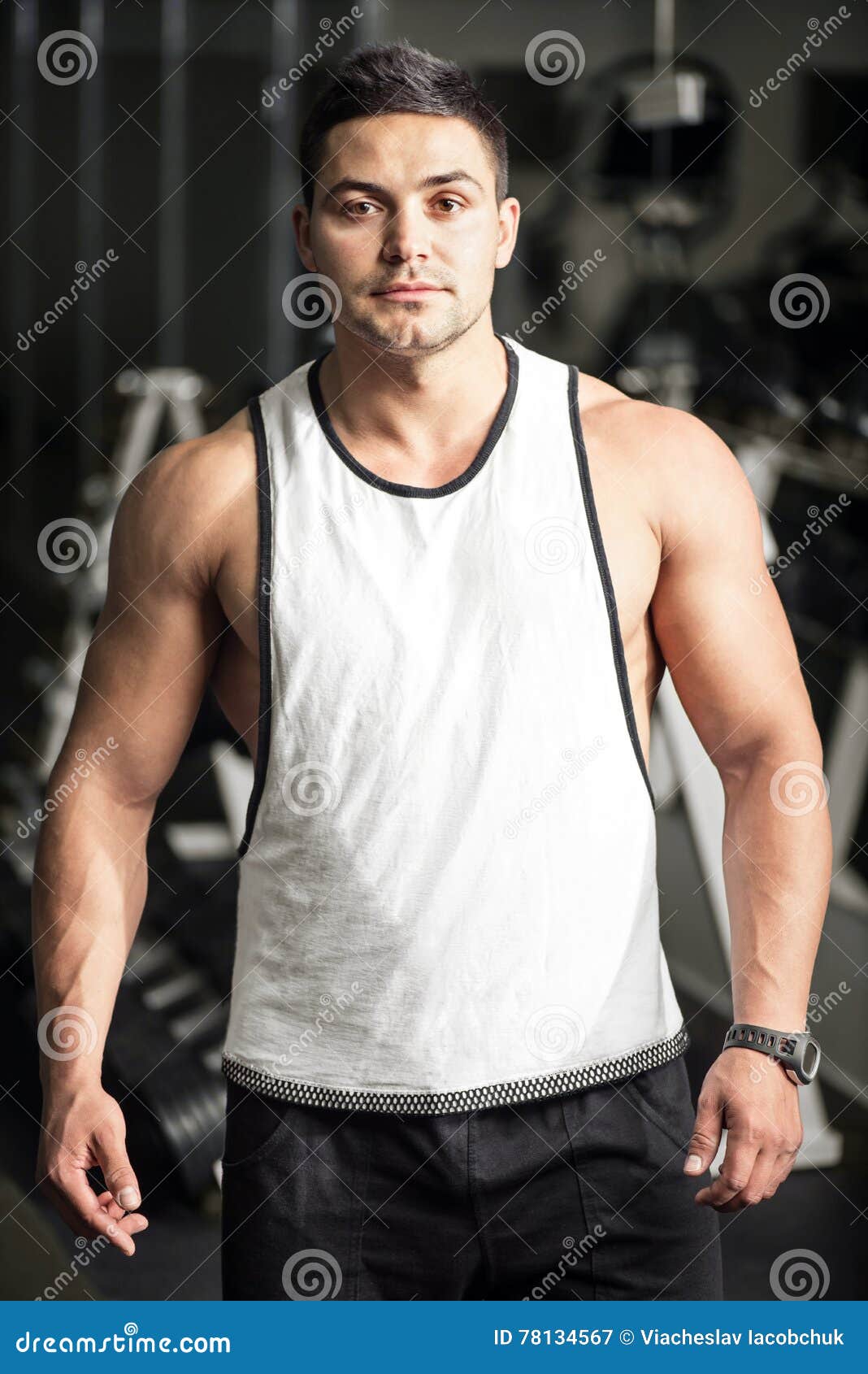 Young Well Built Man Training in a Gym Stock Image - Image of health ...