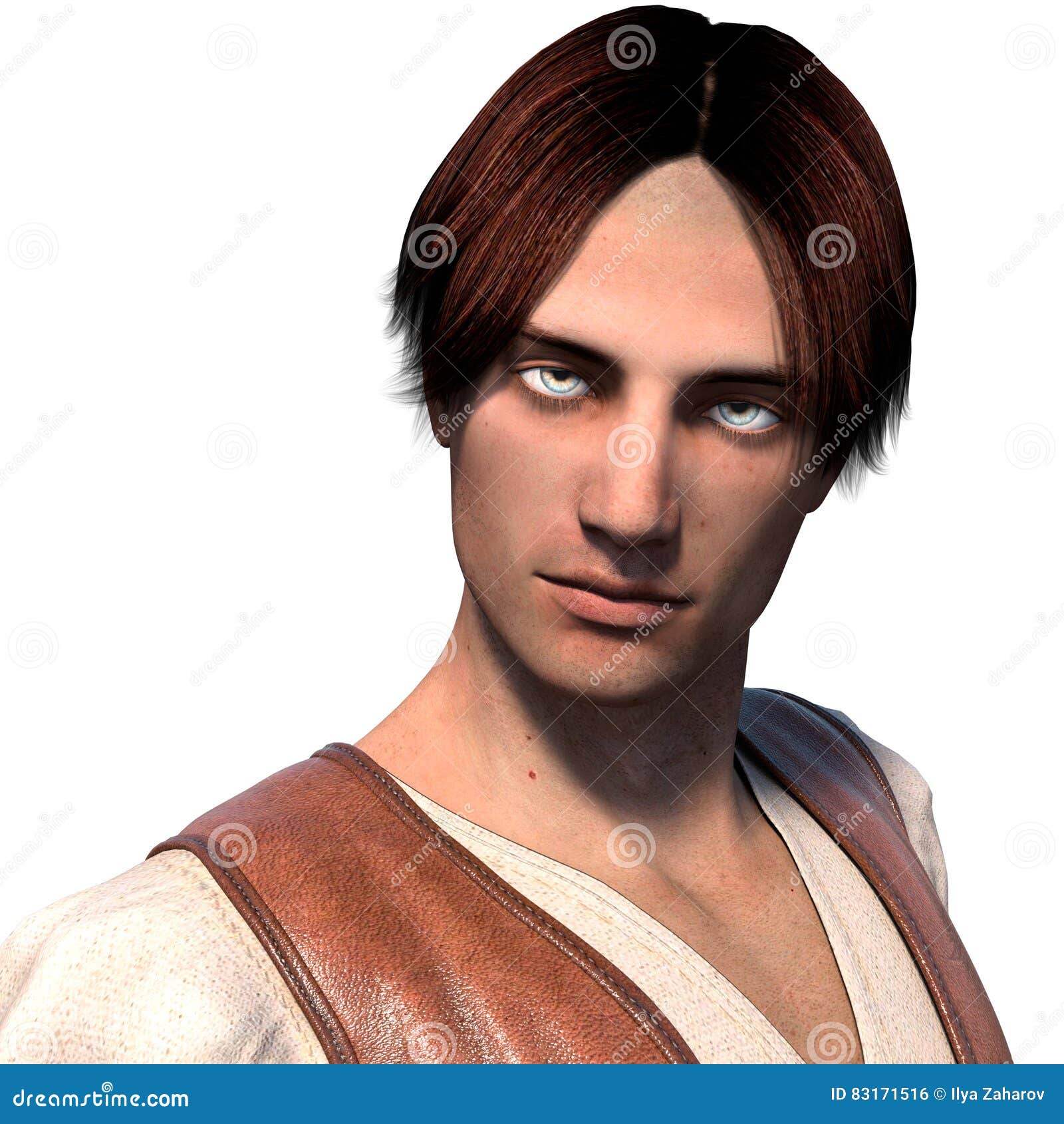 A Young Well-dressed Warrior in Leather Armor Stock Illustration ...