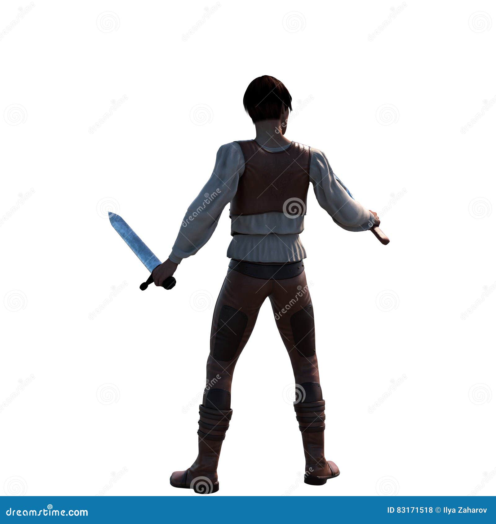 A Young Well-dressed Warrior in Leather Armor Stock Illustration ...