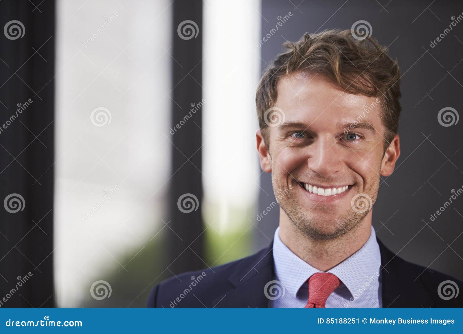 Young White Businessman Smiling, Close Up Stock Image - Image of ...