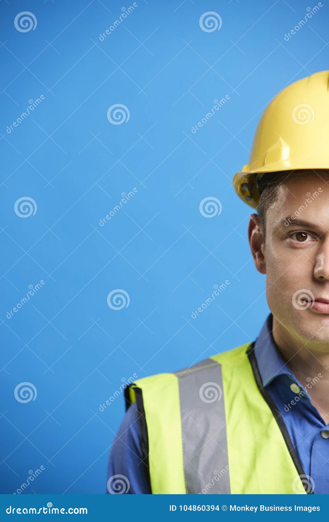 Worker In Hard Hat Raising Ruler Royalty-Free Stock Photography ...