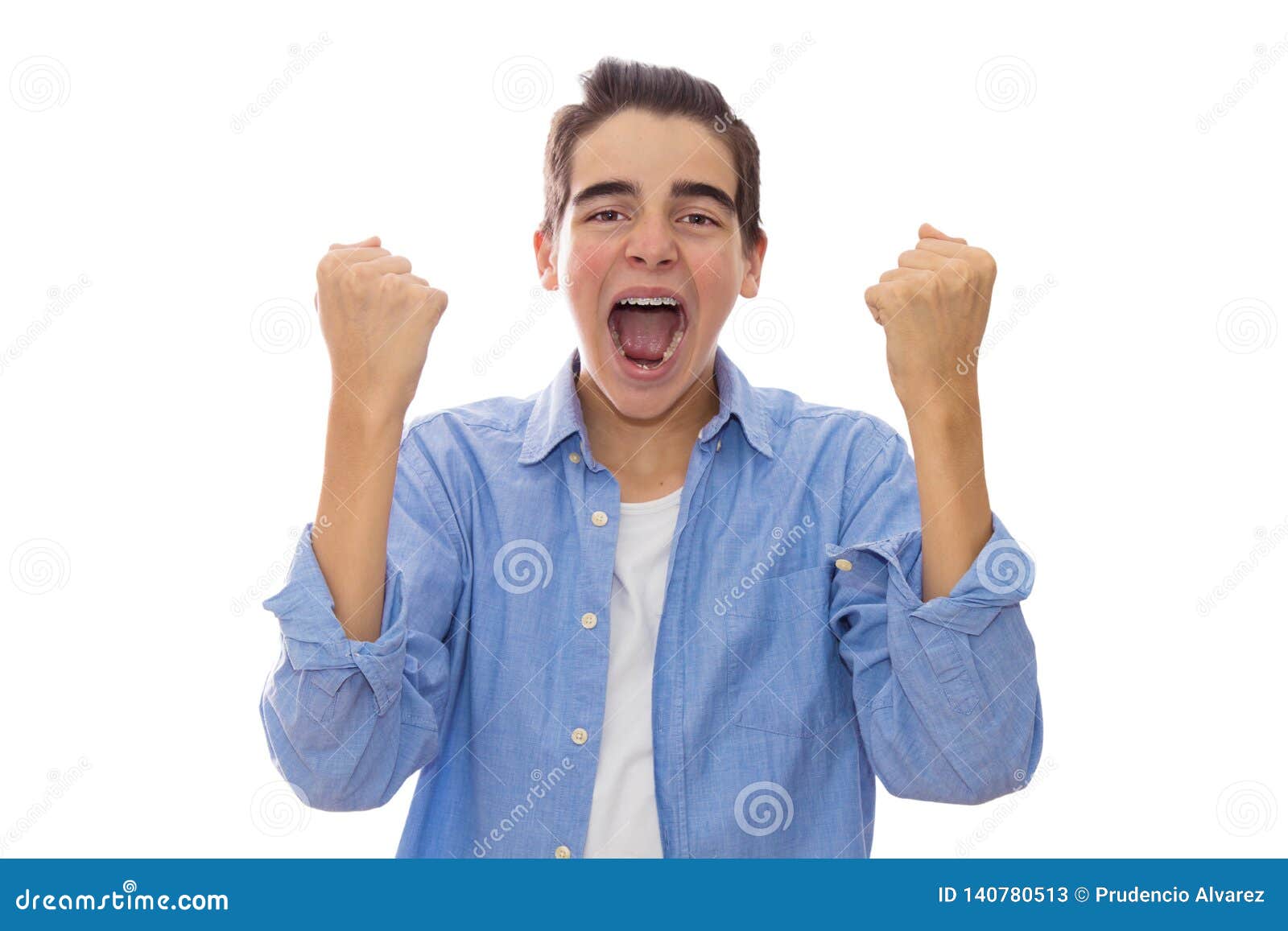 Young Winner with Expression of Triumph Stock Image - Image of modern ...