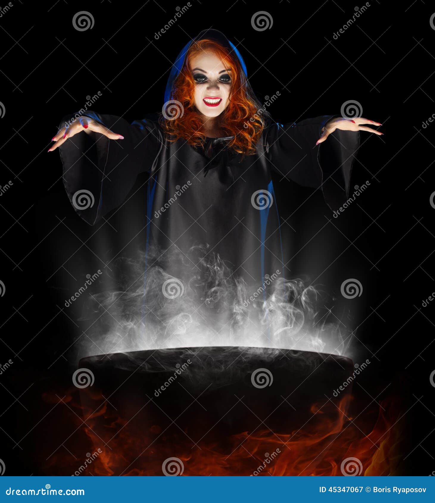 Young witch with cauldron stock image. Image of fantasy - 45347067