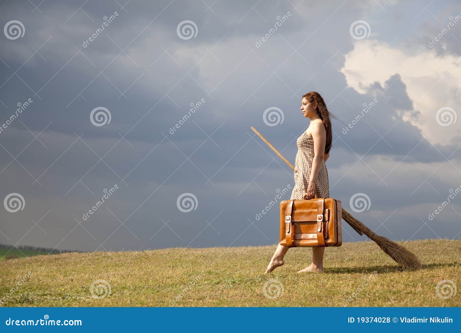 Young witch at grass field stock photo. Image of female - 19374028