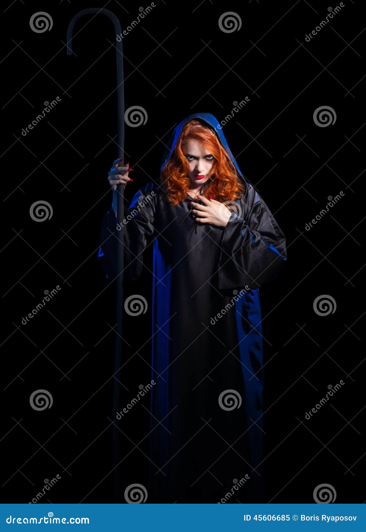 Young witch with staff stock image. Image of cruel, evil - 45606685