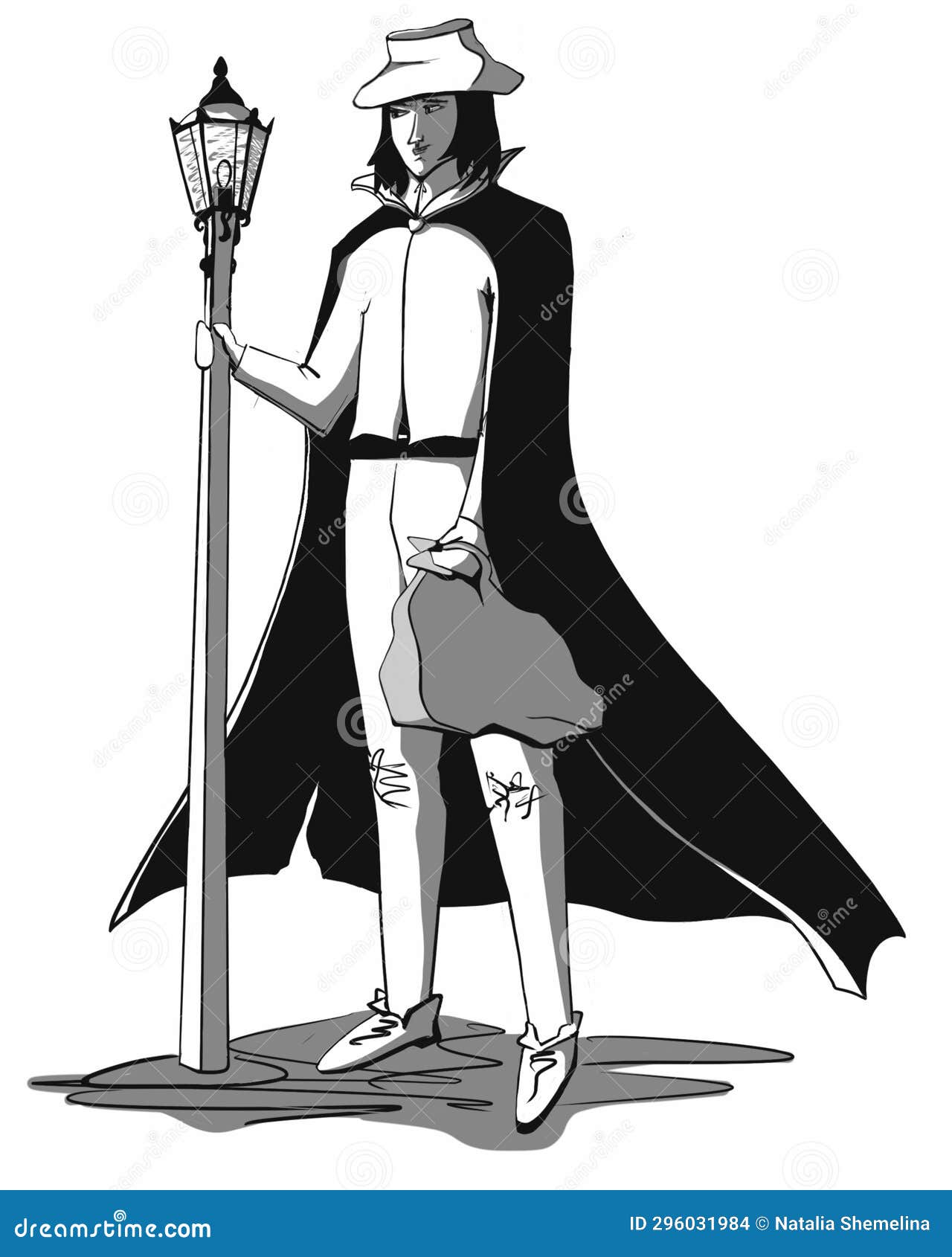 Young Wizard with a Bag, Character Concept Art Stock Illustration ...