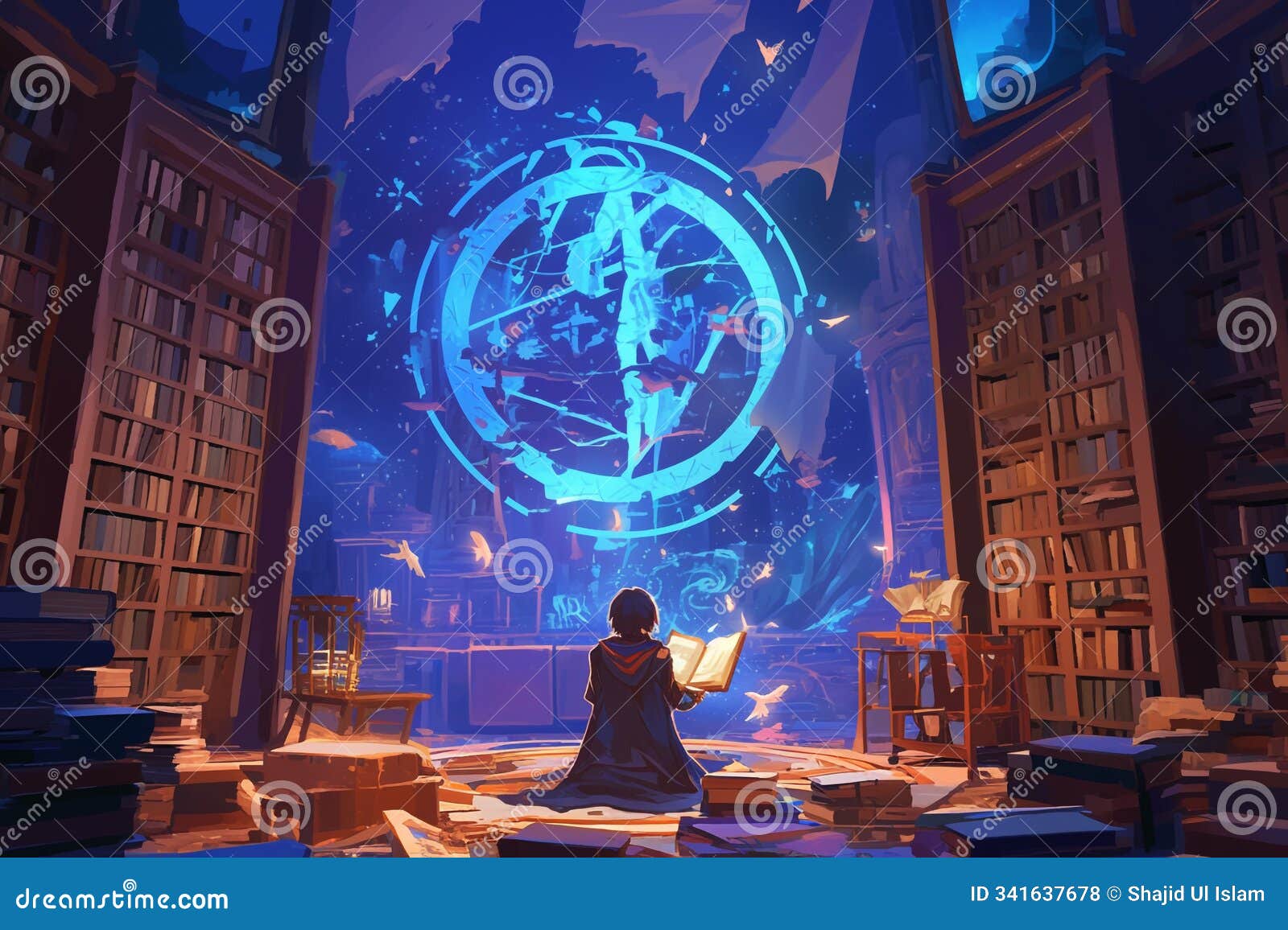 Magical Library stock illustration. Illustration of sorcery - 341637678