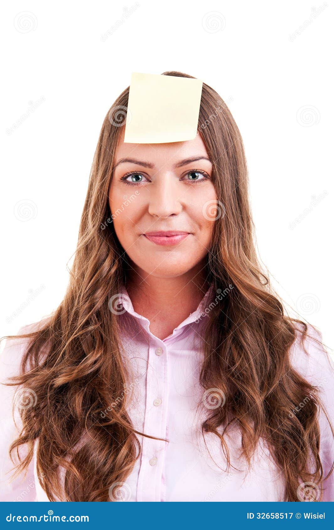 Young Woma with Yellow Sticky Note Stock Image - Image of adult ...