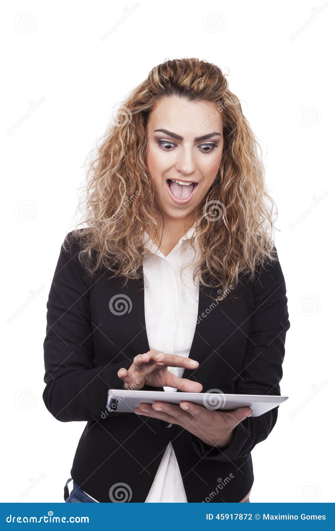 Young Woman with Active Expressions Stock Photo - Image of excited ...