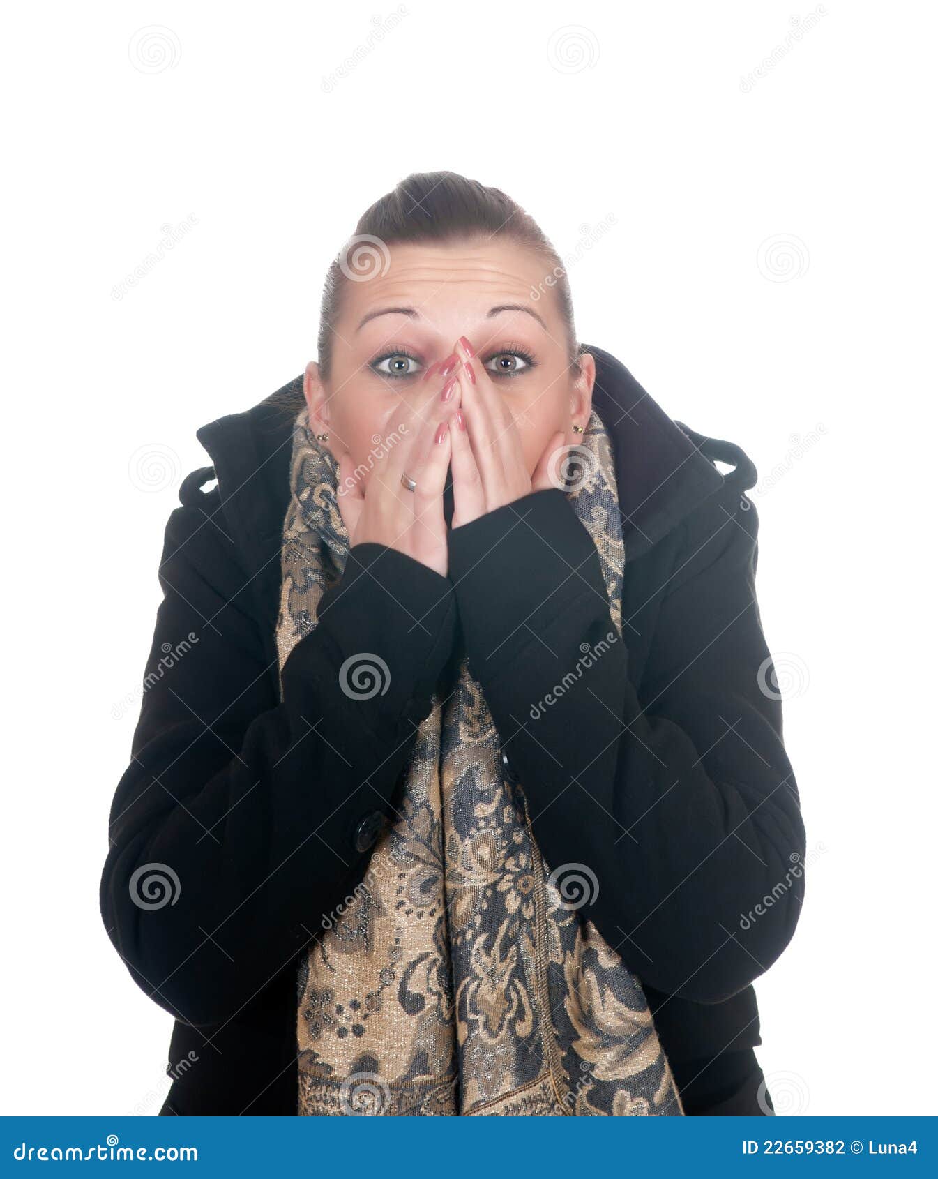Young woman is afraid stock photo. Image of despair, studio - 22659382