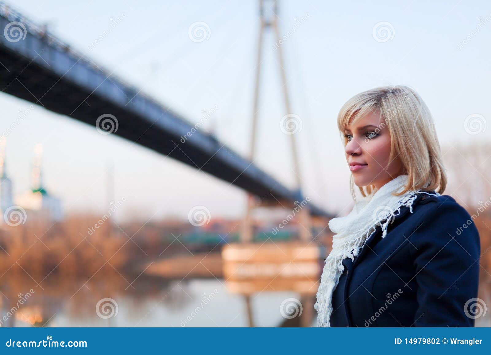 Young Woman Against a Bridge. Stock Photo - Image of summer, bridge ...
