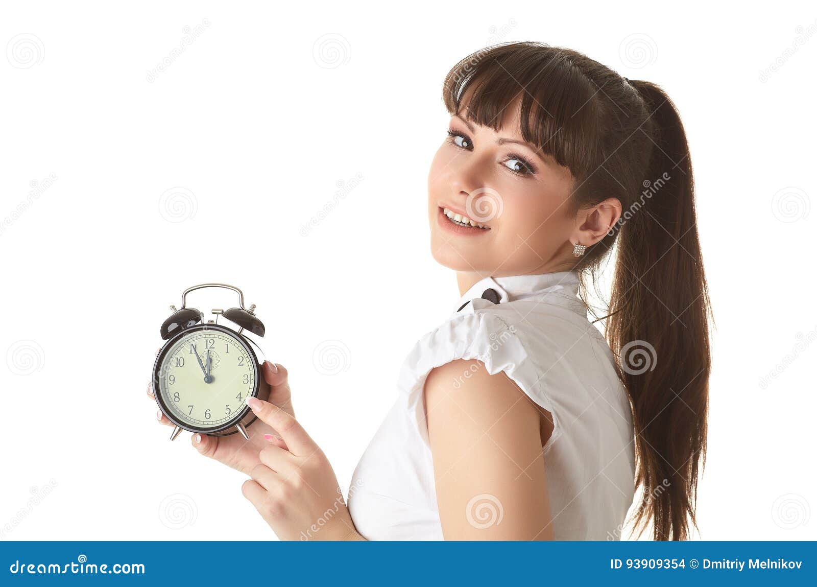 Young Woman with Alarm Clock. Stock Photo - Image of adult, planning ...
