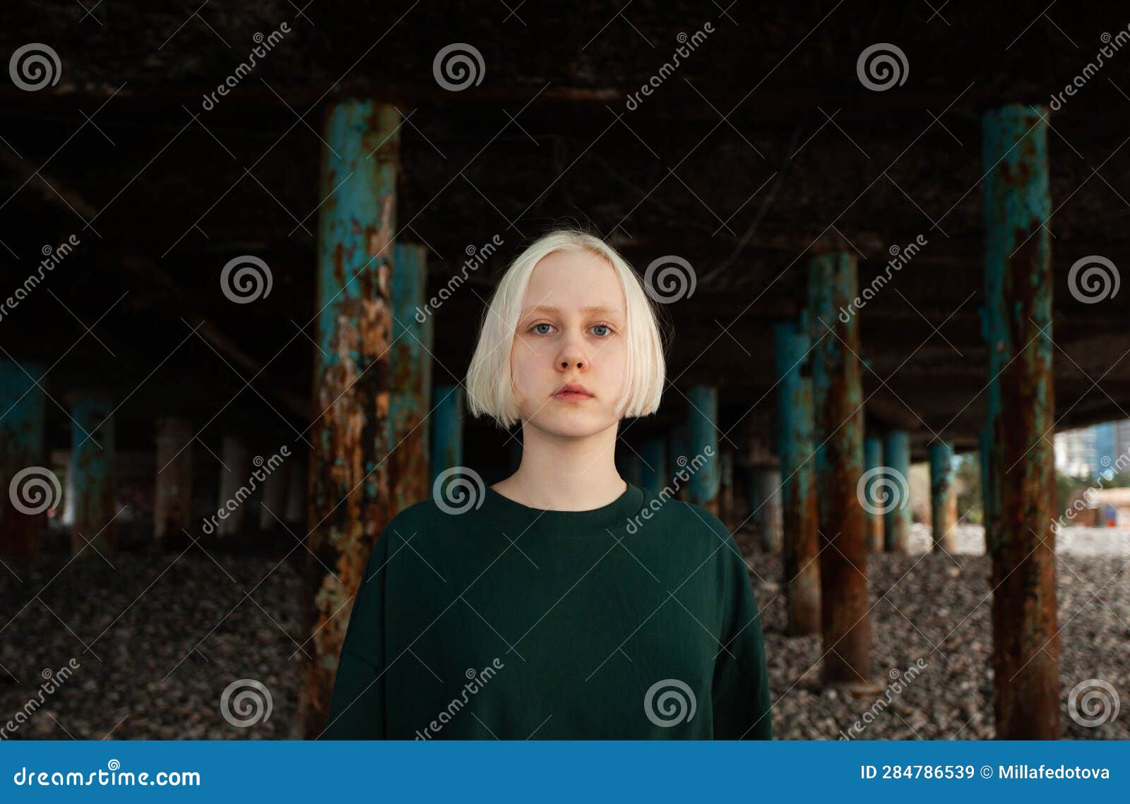 Young Woman Alone Looking at Camera, Portrait Stock Image - Image of ...